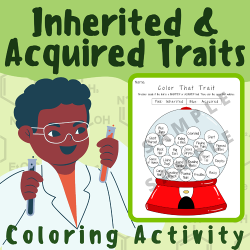 Heredity Inherited and Acquired Traits Coloring Activity Worksheet; K ...
