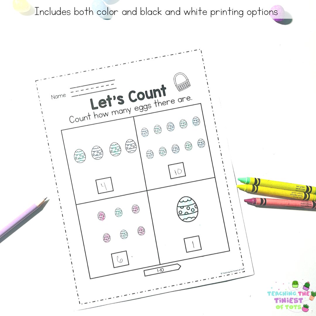 Easter Kindergarten Math Worksheets Counting How Many - Classful
