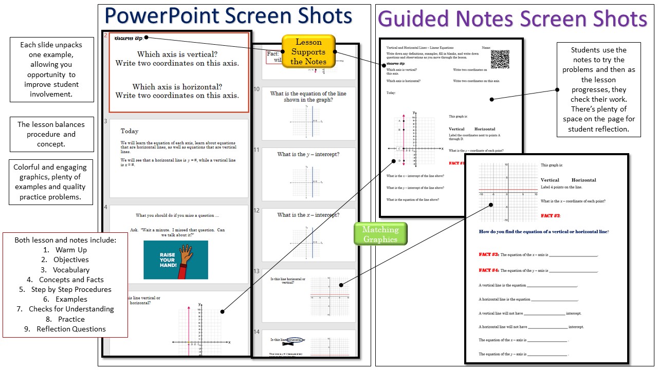 Vertical and Horizontal Lines - Lesson, Notes, Practice, & More - NO ...