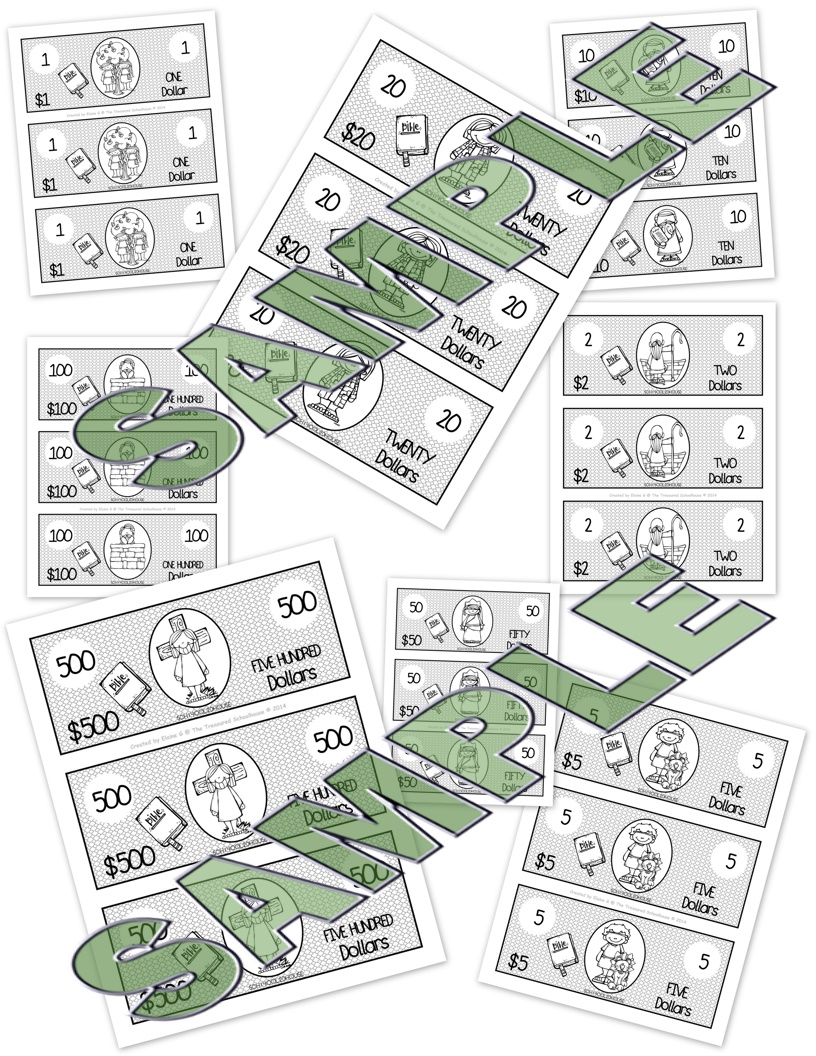 Bible Bucks in Black & White - Religious Incentive - Classful