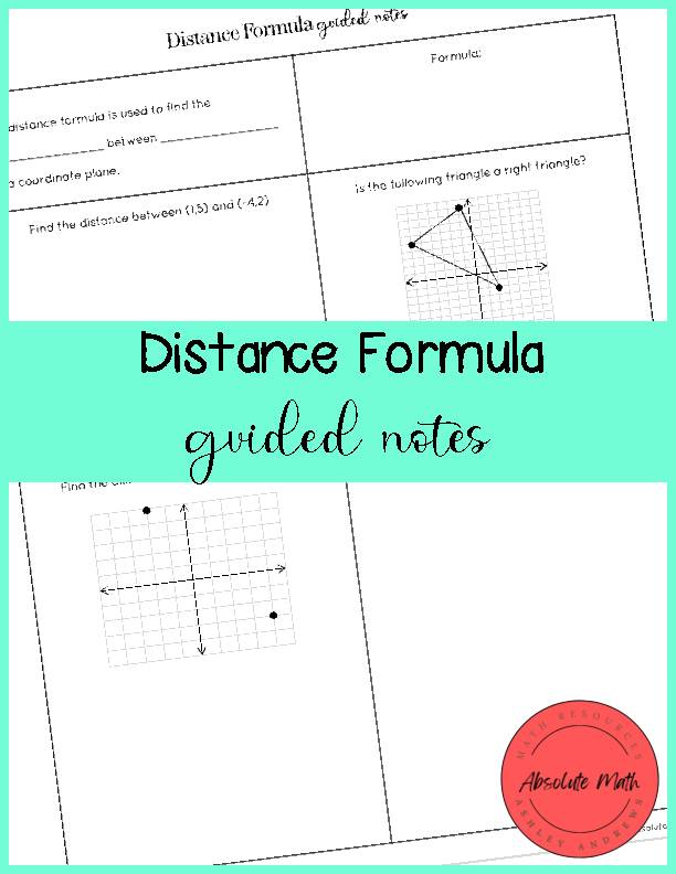 Distance Formula Guided Notes - Classful