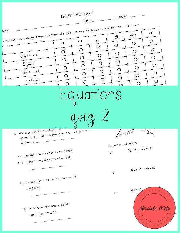 Equations Quiz 2 - Classful