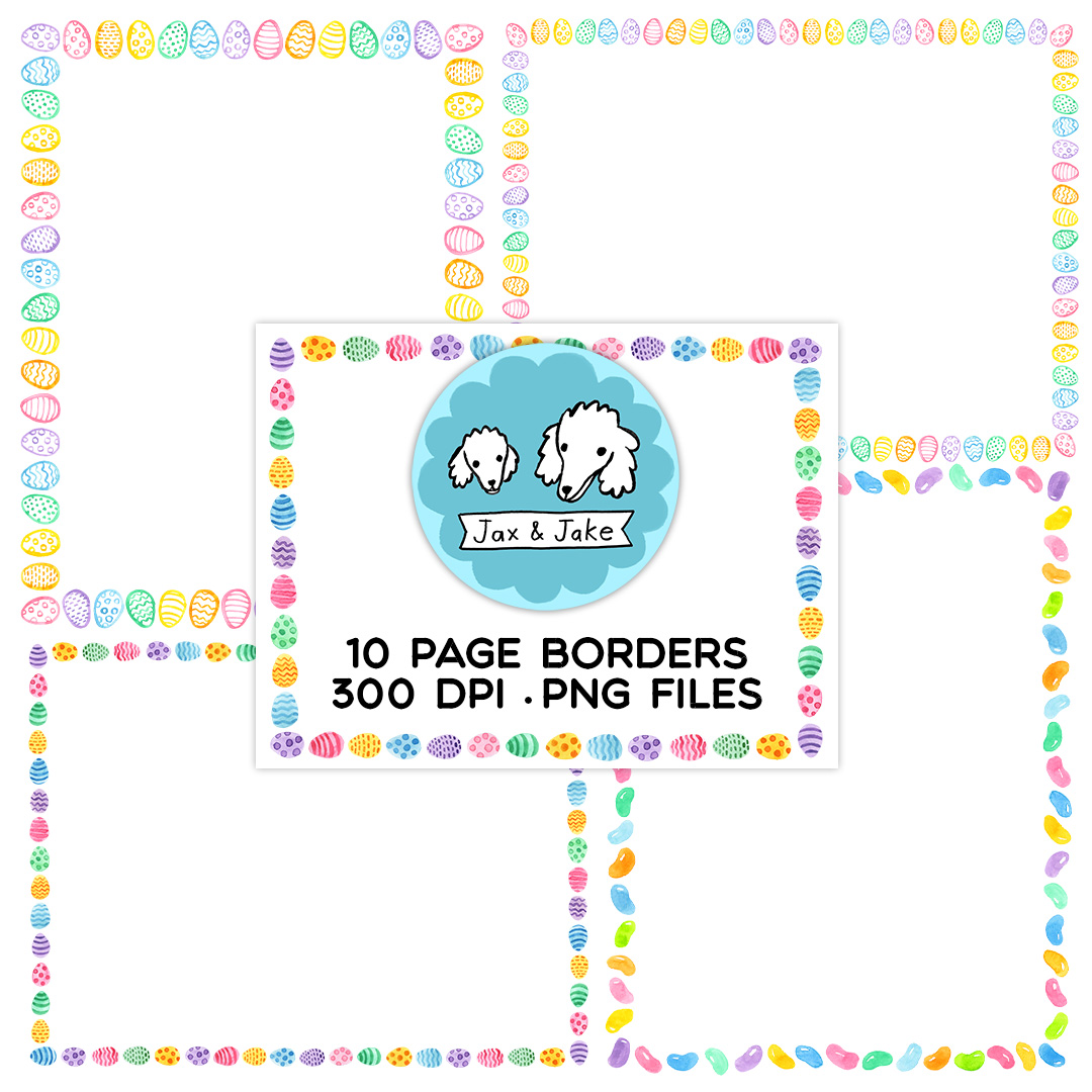 Easter Watercolor Clipart Borders, Spring Rainbow Egg, Bunny Clip Art ...