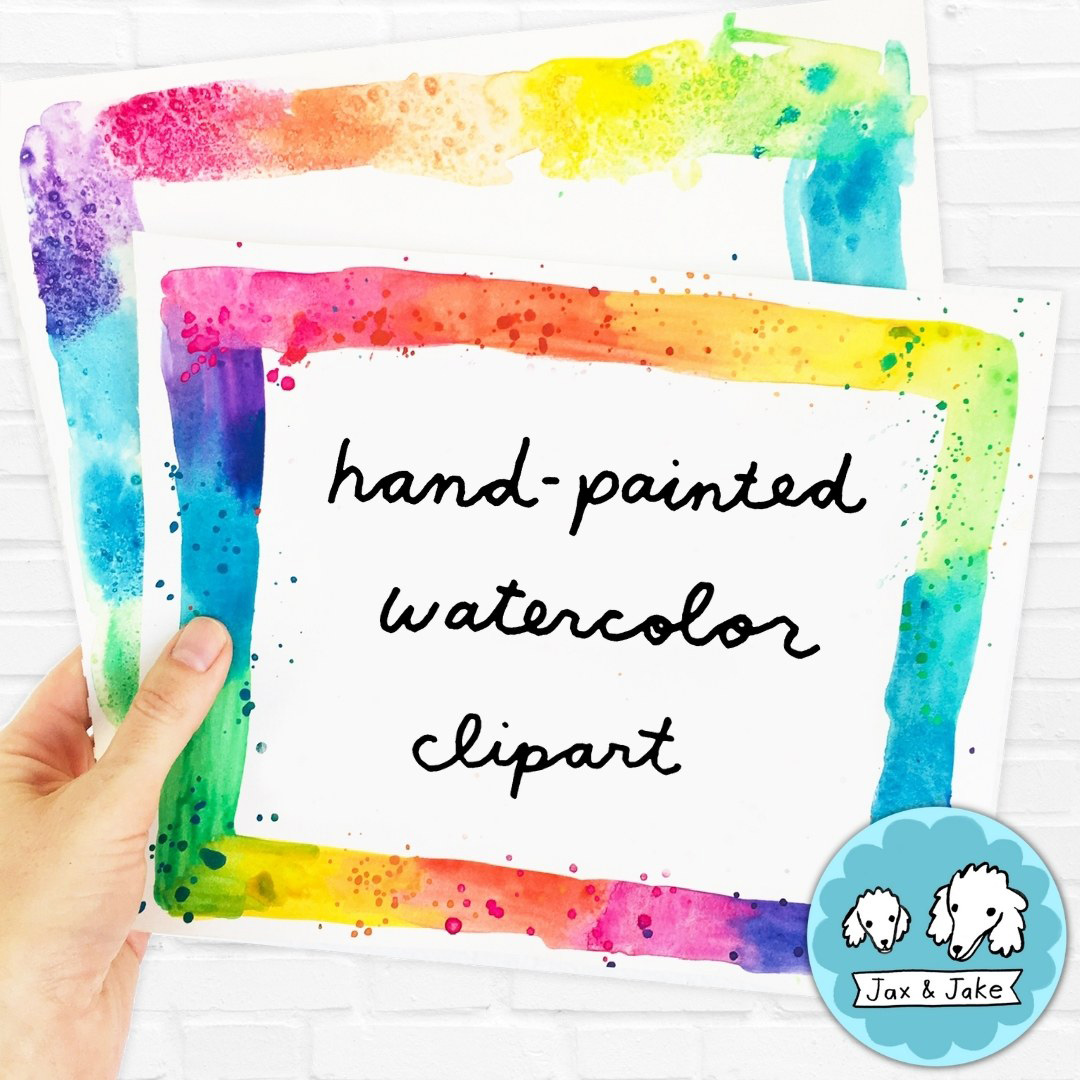 MORE Colorful Rainbow Watercolor Clipart Borders - Clip Art Frames ...
