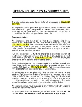 Child Care Personnel Policies & Procedures - Classful