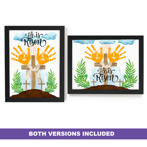 Easter Handprint Art Craft | Cross He Is Risen Religious Handprint ...