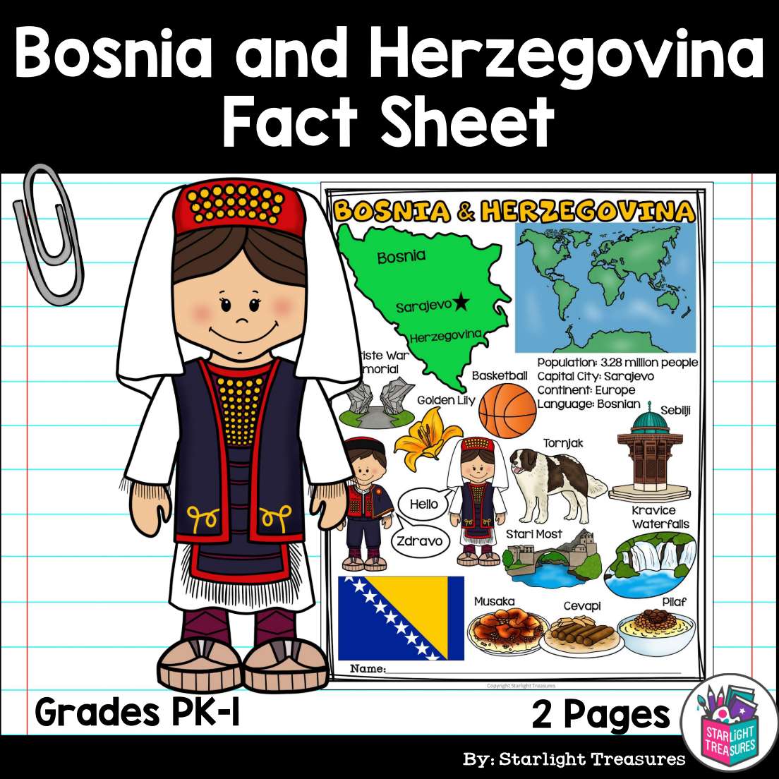 Bosnia and Herzegovina Fact Sheet for Early Readers - Classful