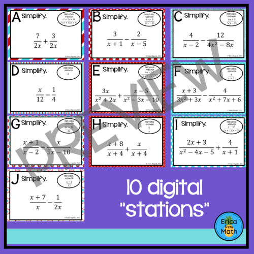Adding And Subtracting Rational Expressions Digital Activity Scavenger