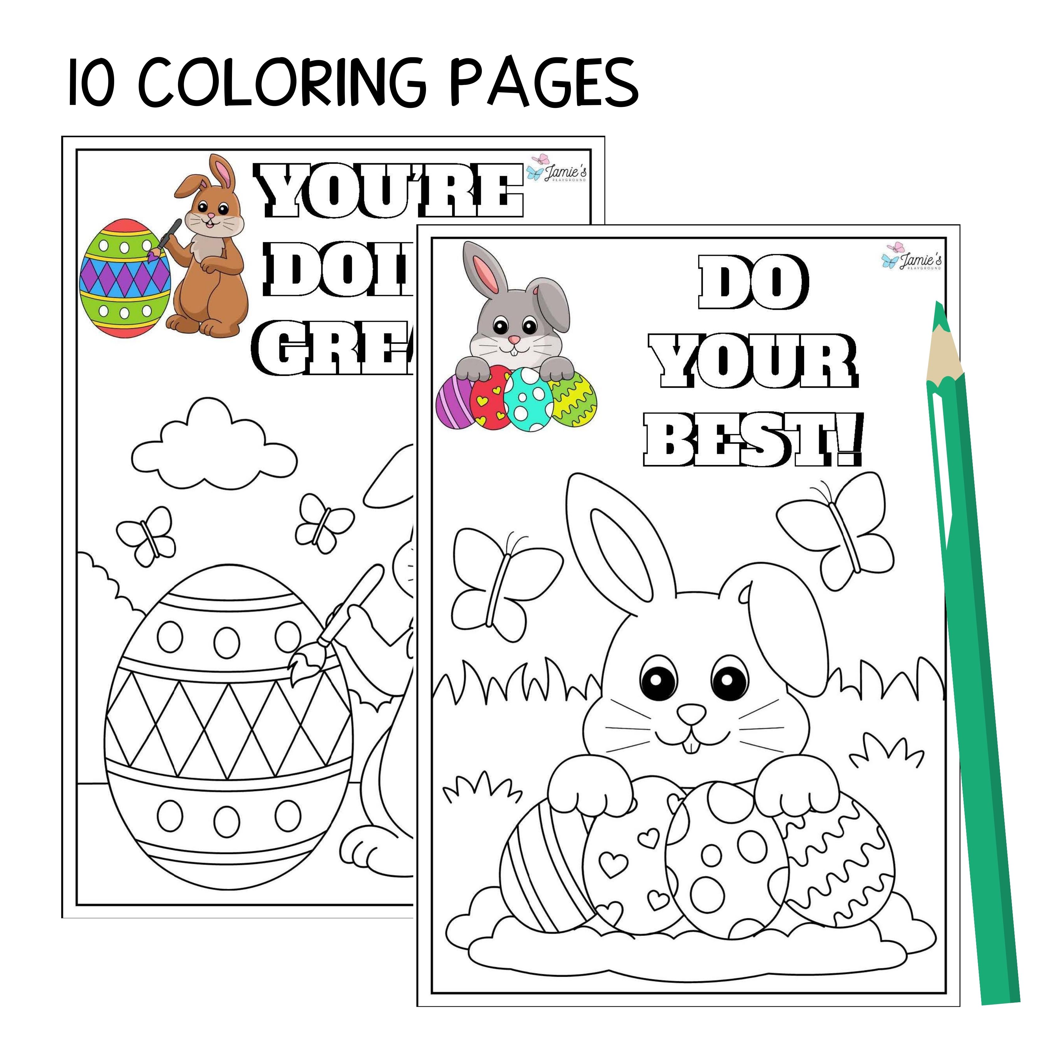 Growth Mindset Coloring Pages and Posters - Easter Bunny Inspirational ...