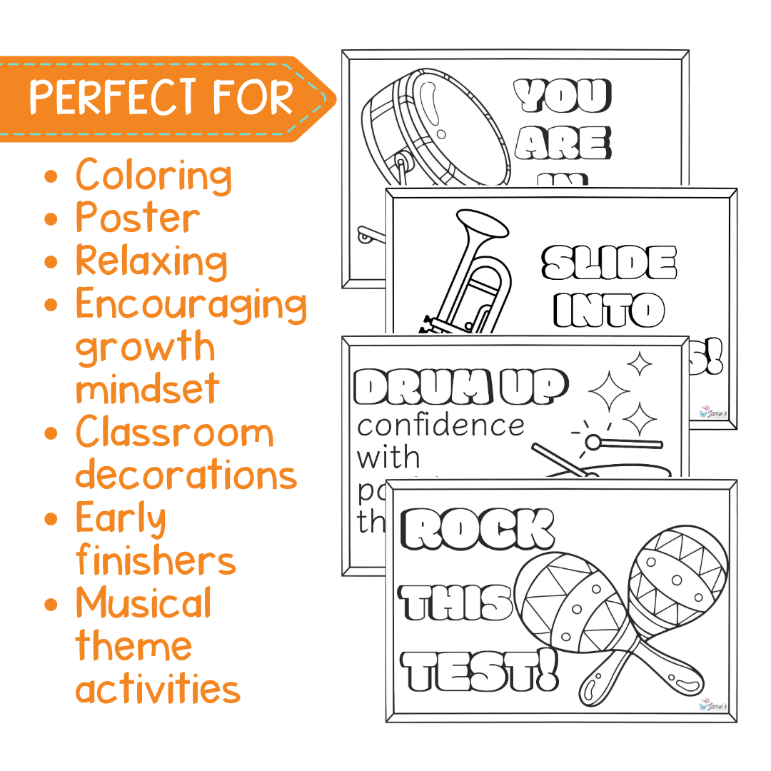 Growth Mindset Coloring Pages and Posters | Instruments Inspirational ...