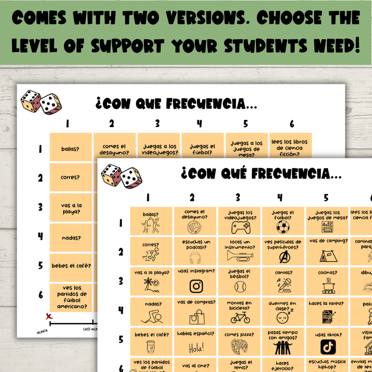 Spanish Present Tense Interpersonal Speaking Activity - Dados y ...