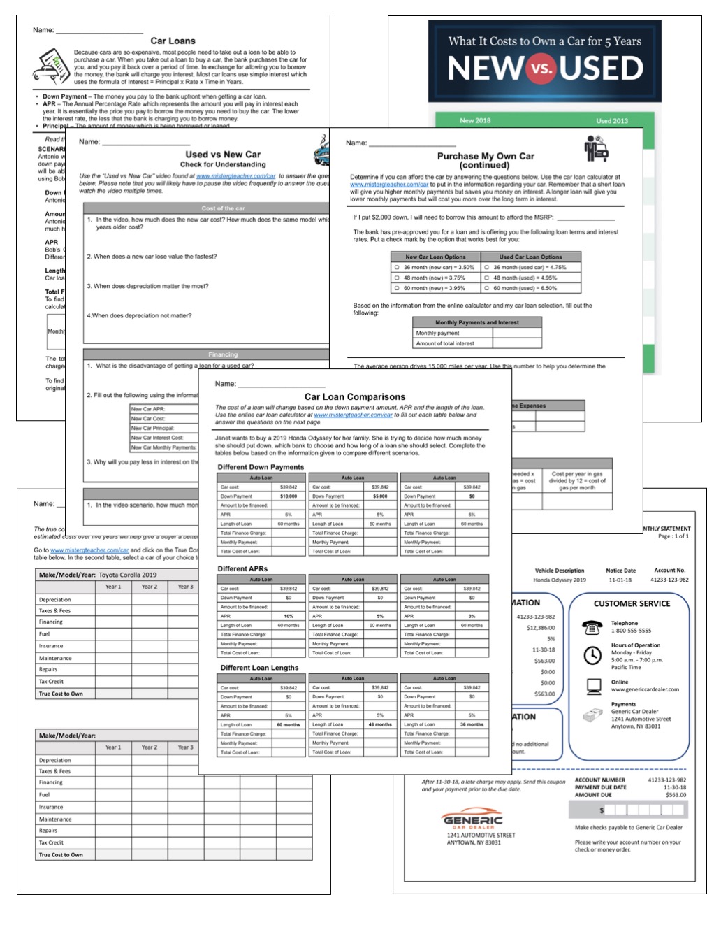 Consumer Math & Financial Literacy - Buy a Car Project (with Google ...