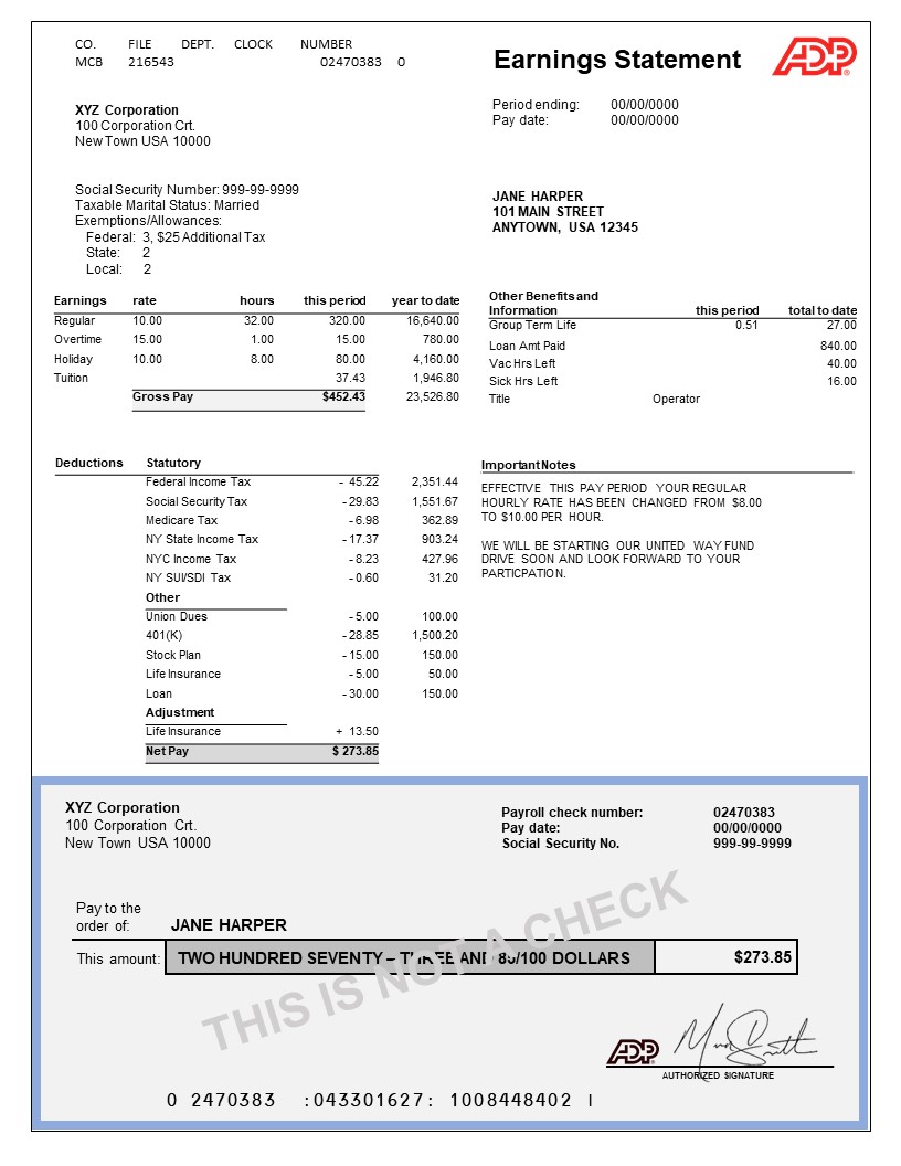 Consumer Math Earnings Statement - Understanding a Paycheck (with ...
