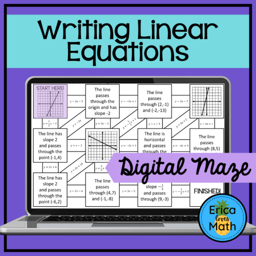 Writing Linear Equations Digital Activity Maze - Classful
