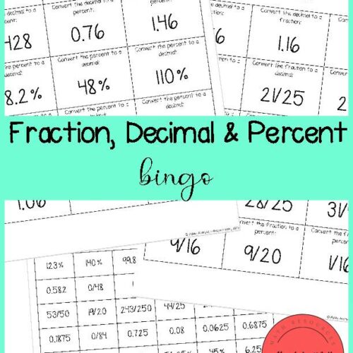 Fraction, Decimal, and Percent Bingo - Classful