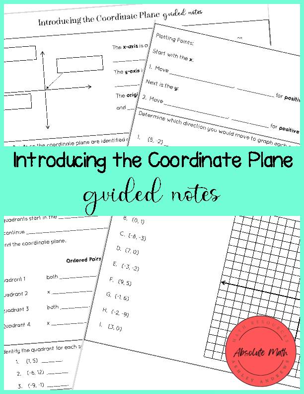 Introducing the Coordinate Plane Guided Notes - Classful