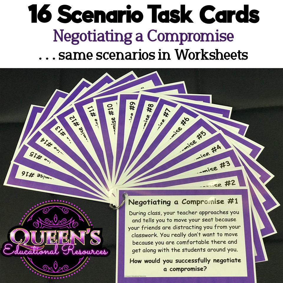 Negotiating a Compromise Scenario Task Cards and Worksheets (Print and ...