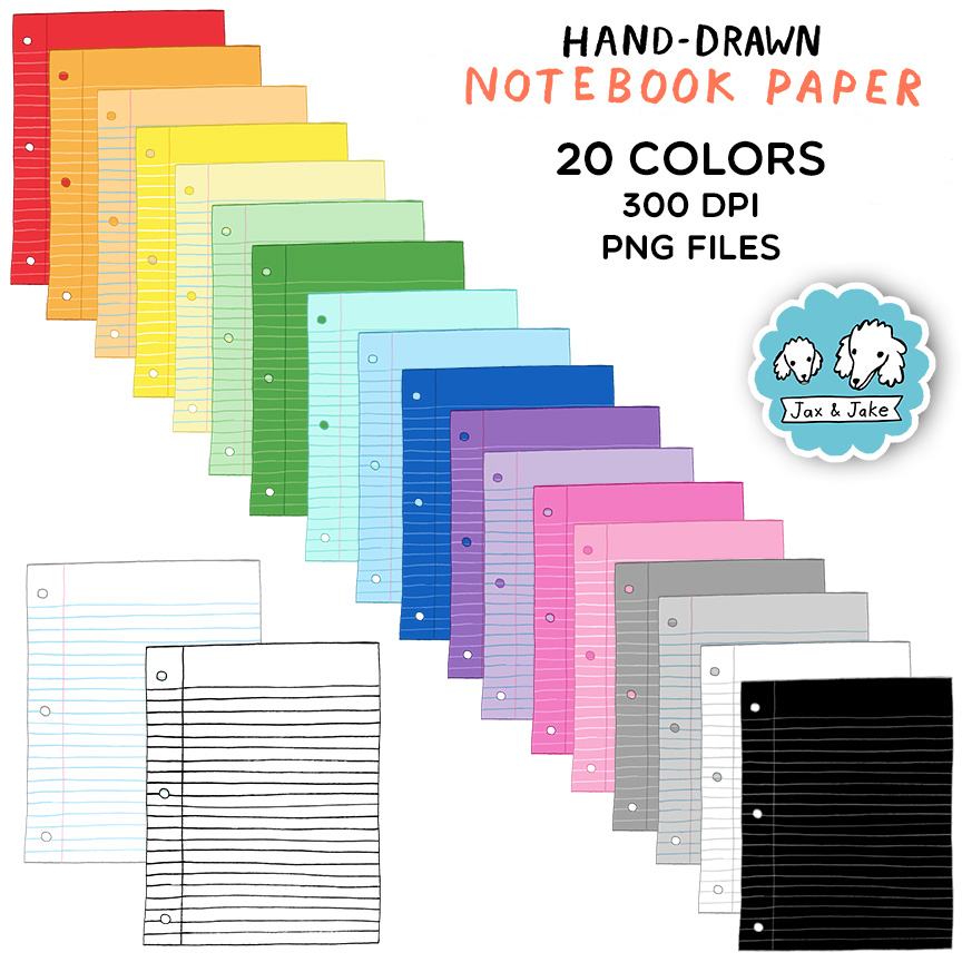 Hand Drawn Lined Notebook Paper Clipart, Rainbow Note Paper Clip Art ...