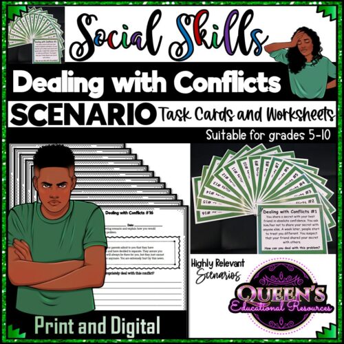 Dealing with Conflicts Scenario Task Cards and Worksheets , Conflict ...