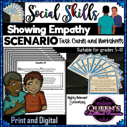 Empathy Scenario Task Cards and Worksheets, Social Awareness - Classful