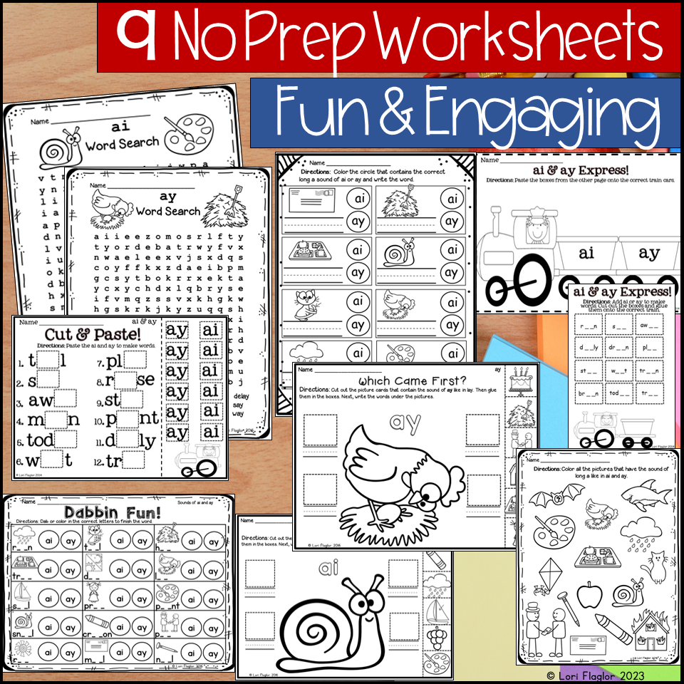 Ai and ay Word Work Activities - Classful