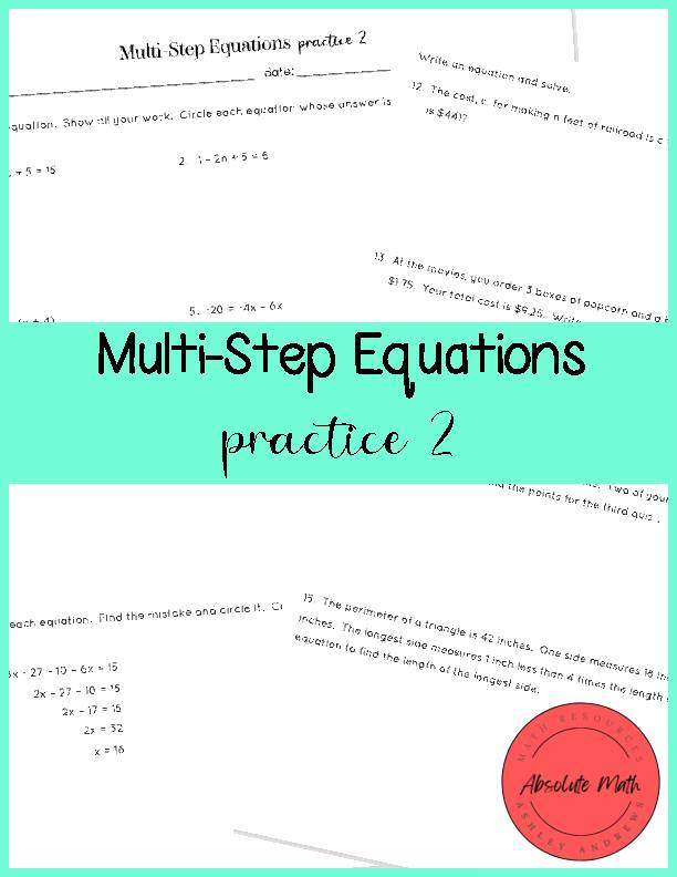 Multi-Step Equations Practice 2 - Classful