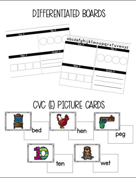 CVC Medial E; Tap it, Map it, Graph it|Word Mapping - Classful