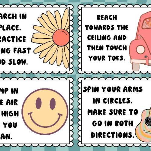 Brain Breaks Movement Cards Groovy Retro Vibes Theme - Classful