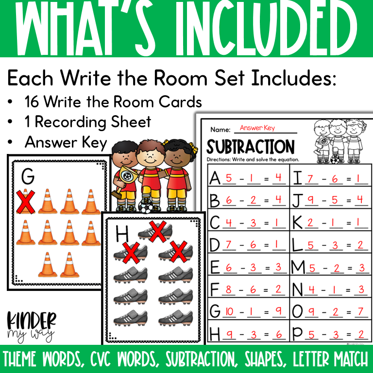 Soccer Write The Room Kindergarten Center Math Literacy Activities ...