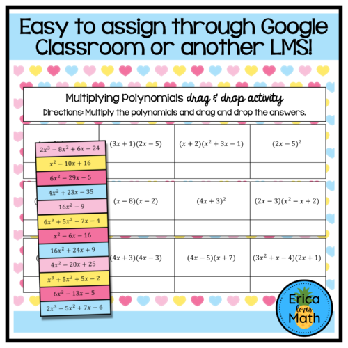 Multiplying Polynomials Digital Activity Drag & Drop - Classful