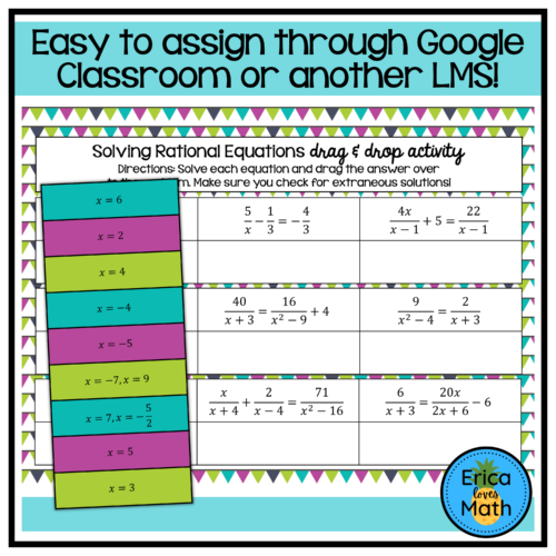 Solving Rational Equations Digital Activity Drag & Drop - Classful
