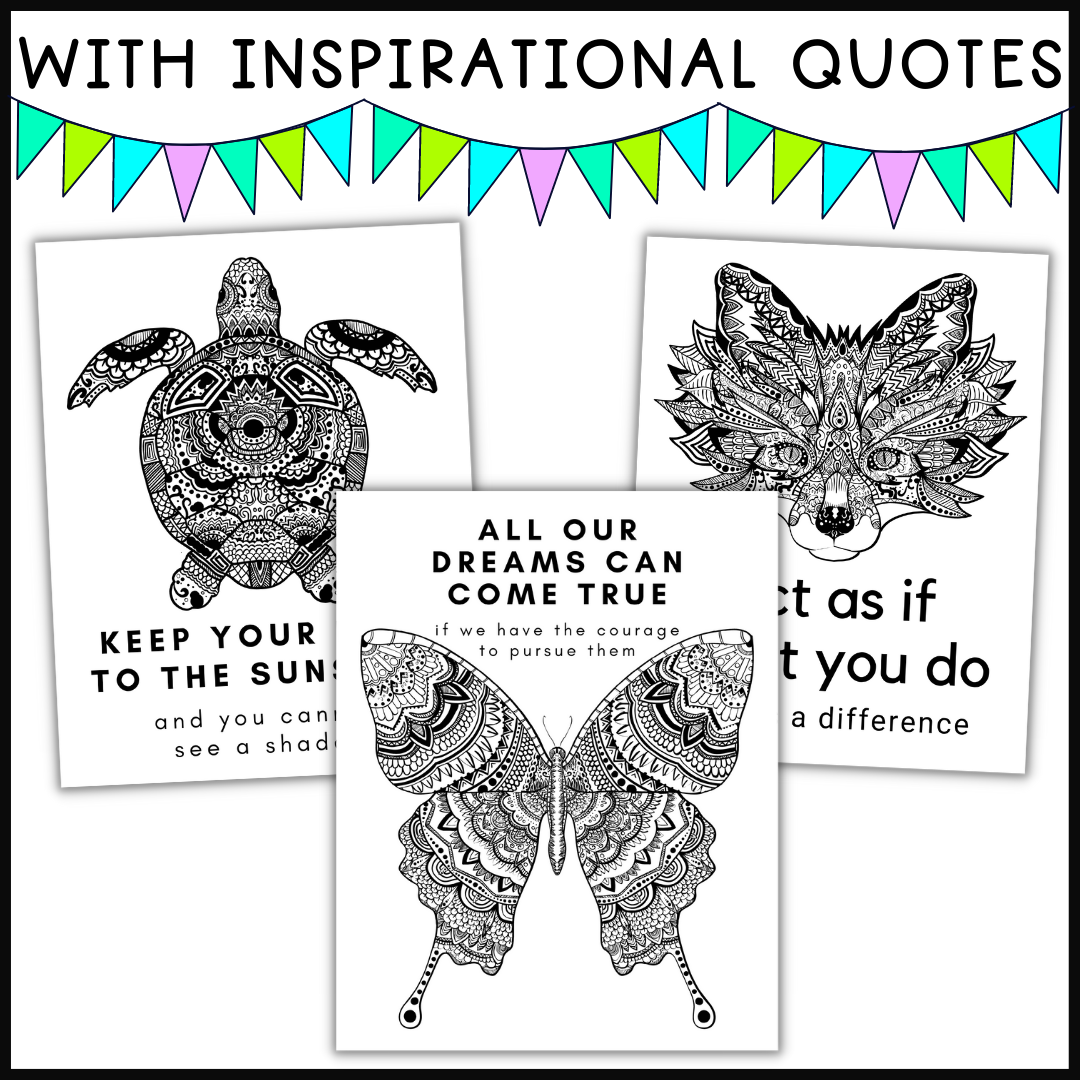 AVID Mandala Coloring Pages with Inspirational Quotes for SEL - Classful