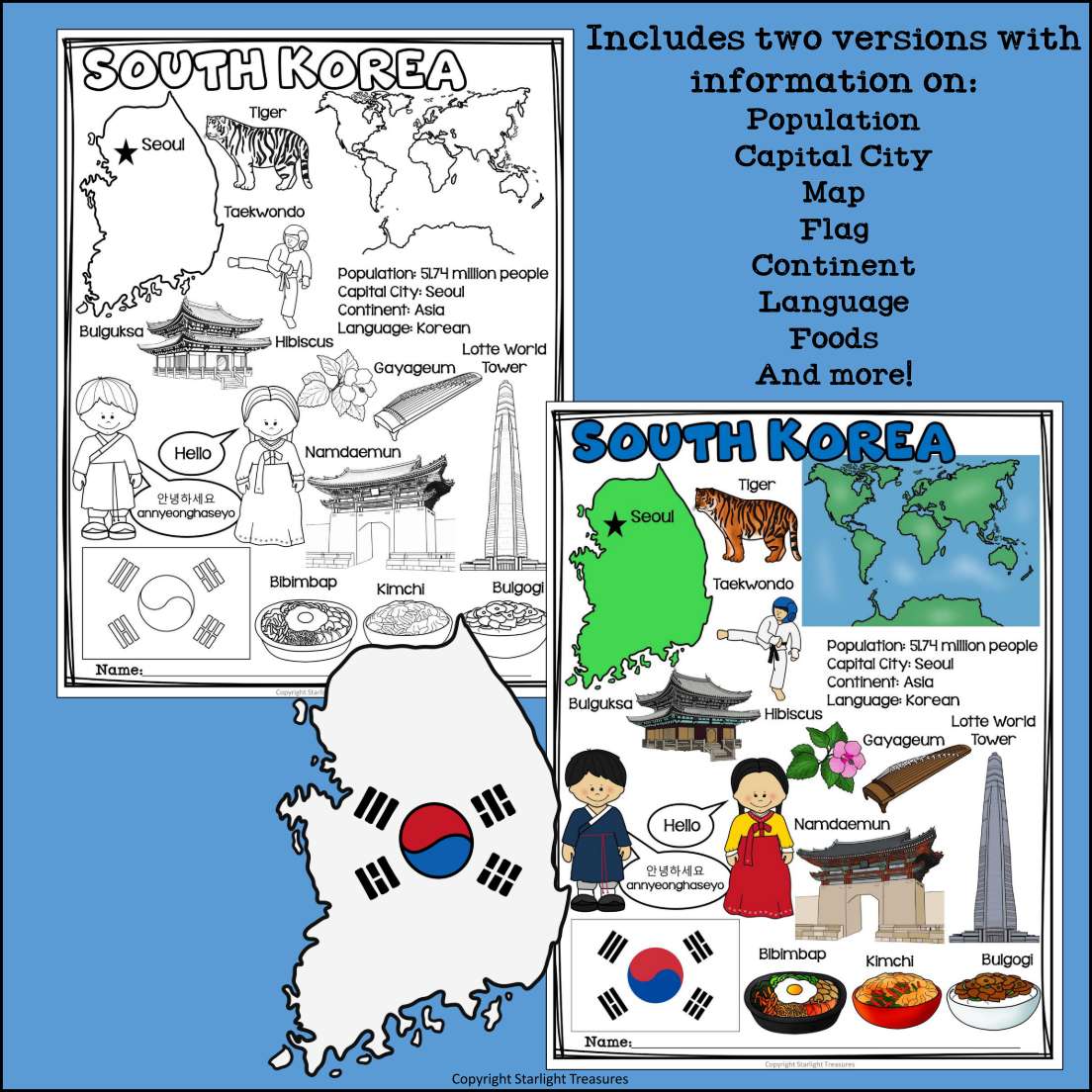 South Korea Fact Sheet for Early Readers - A Country Study - Classful