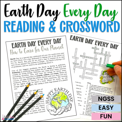 Earth Day Reading Comprehension and Earth Day Crossword Puzzle - Classful
