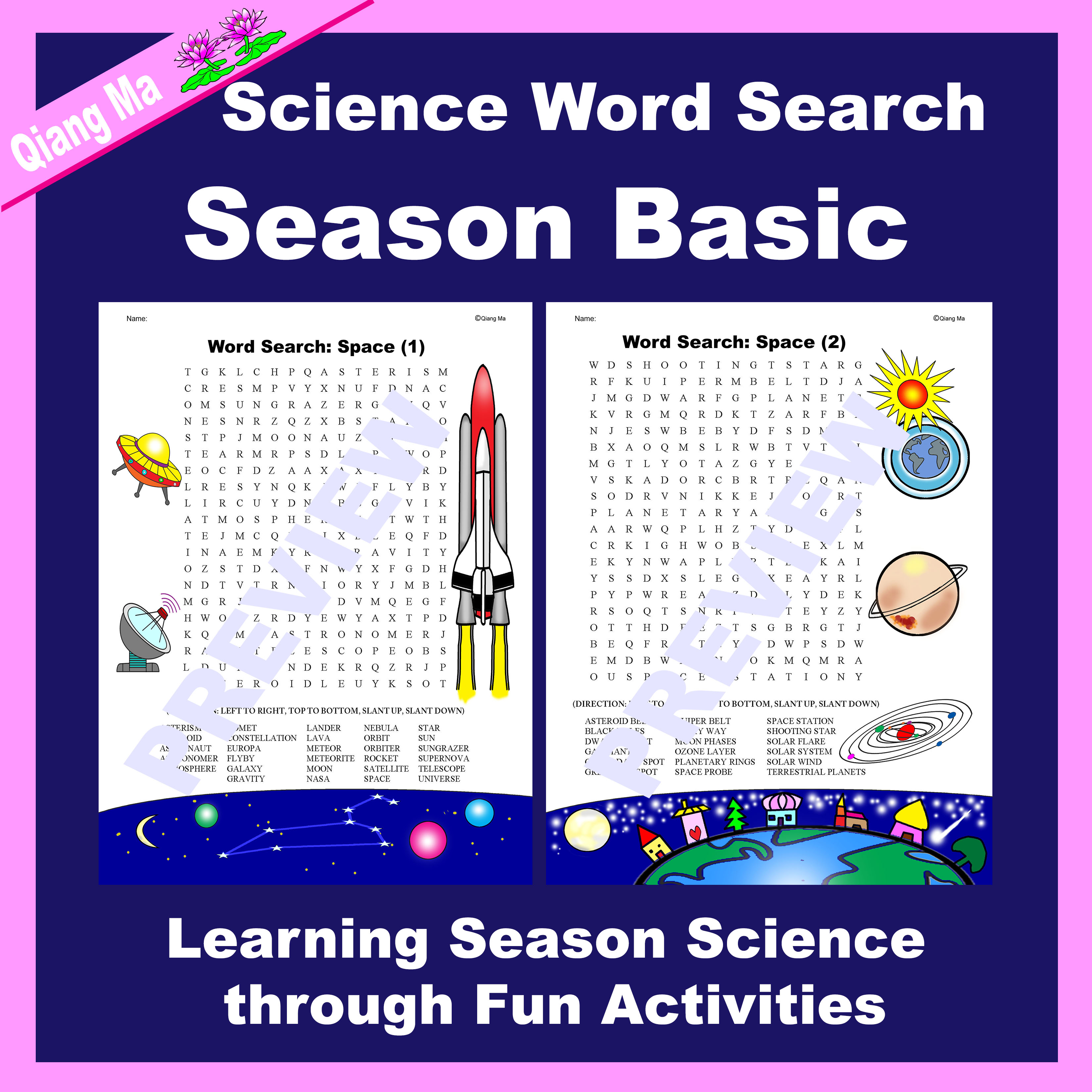 Science Word Search- Seasons Basic - Classful