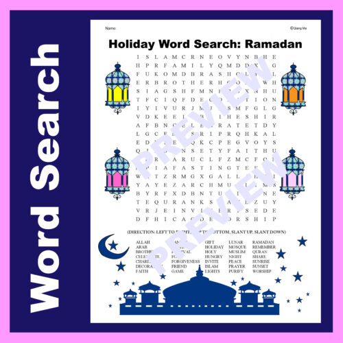 Holiday Word Search- Ramadan - Classful