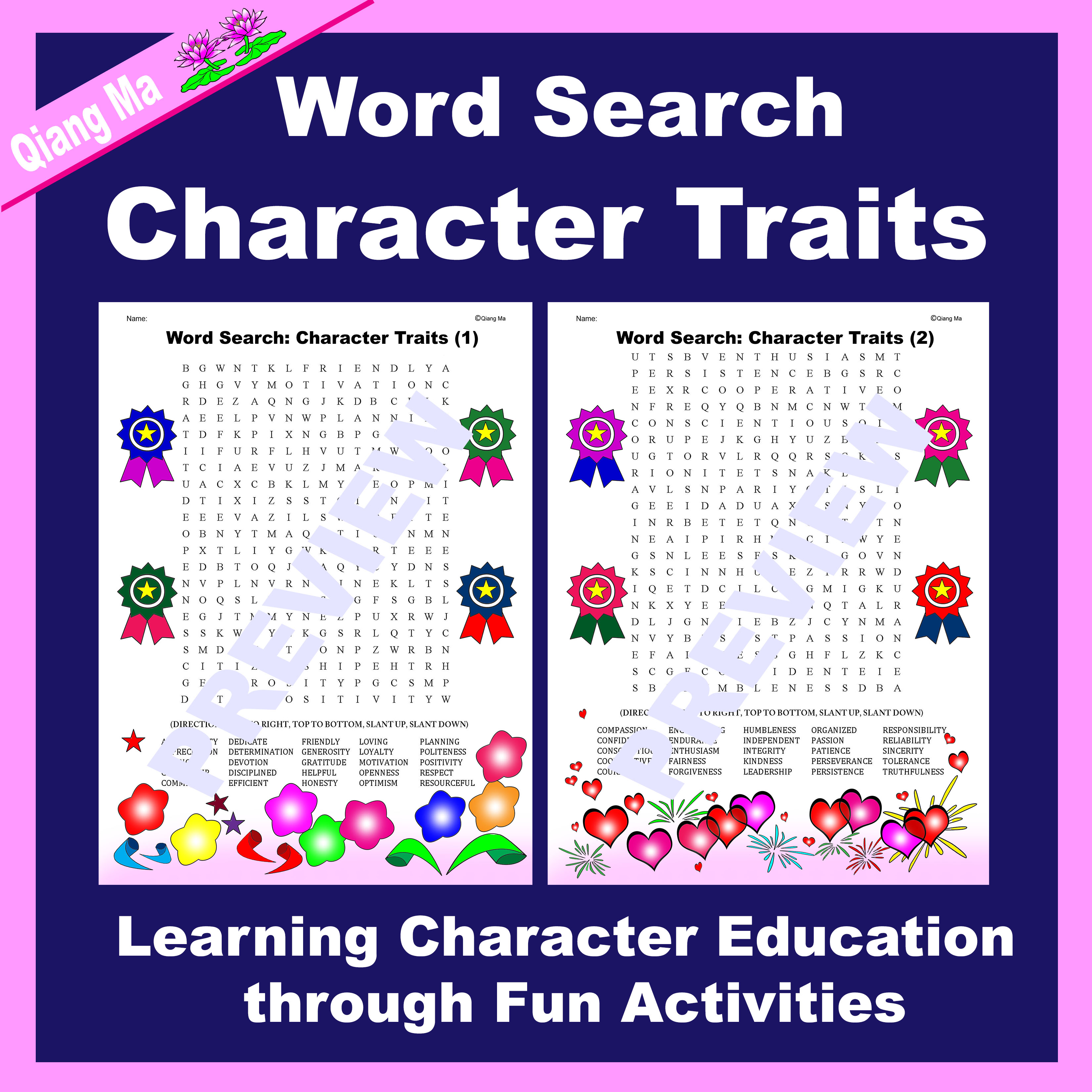 Character Education Word Search- Character Education 7 in 1 Bundle ...