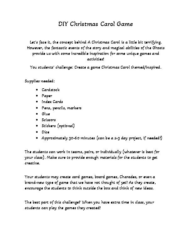 A Christmas Carol STEM/STEAM Activities - Classful