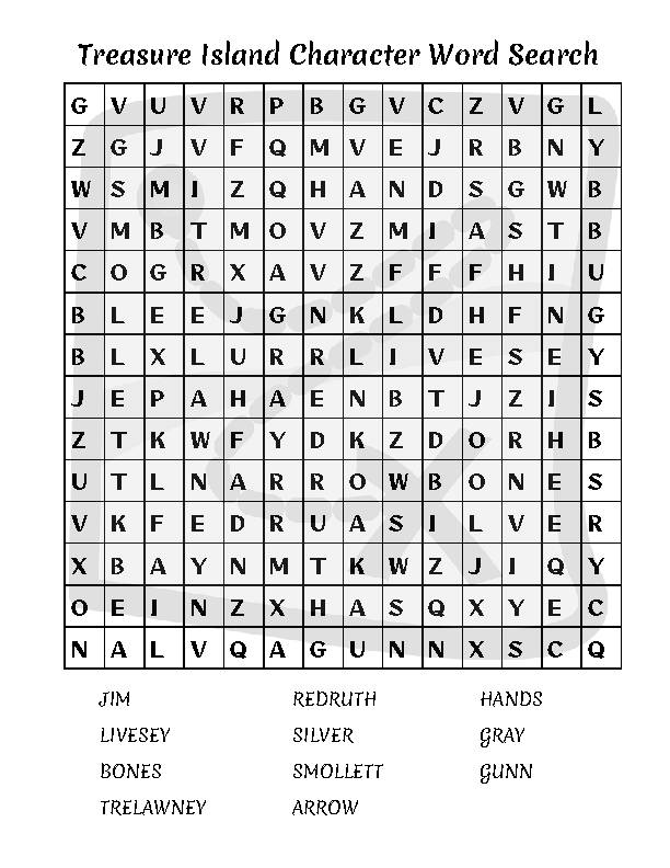 Treasure Island Character Word Search - Classful