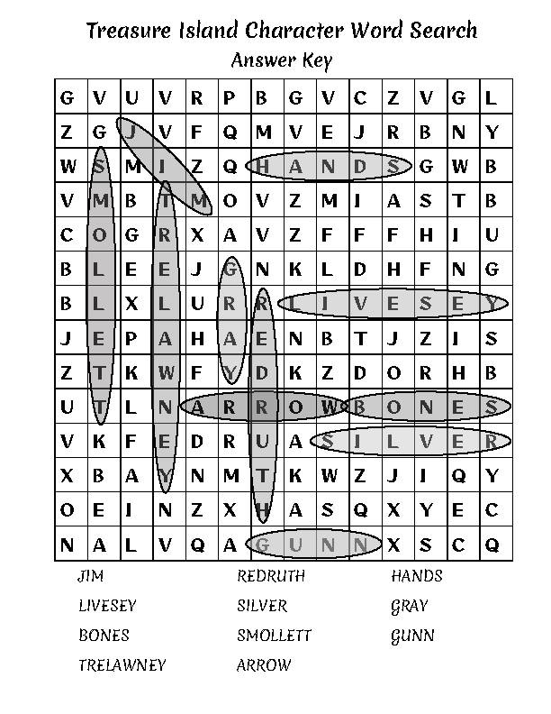 Treasure Island Character Word Search - Classful