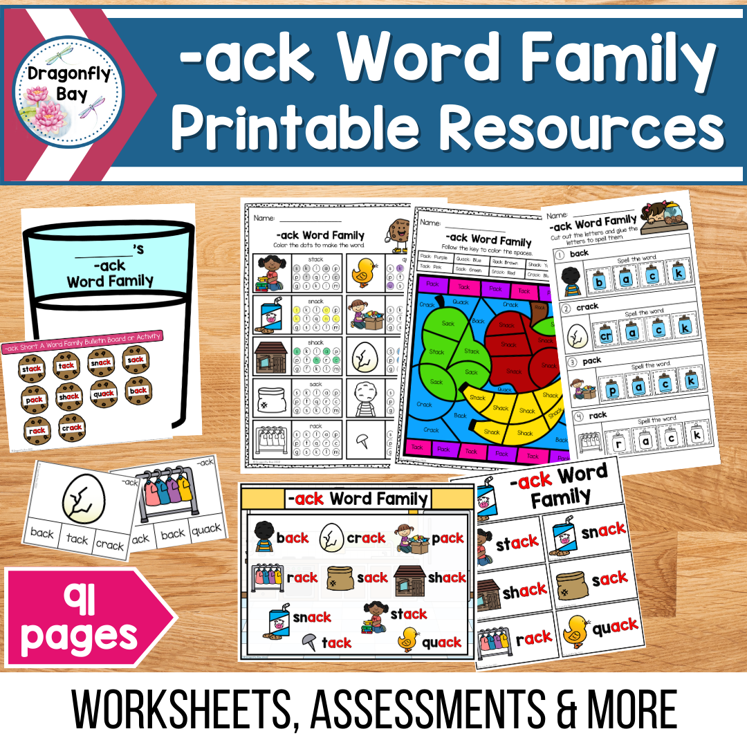 Ack Short A Word Family Phonics Blending Printable Worksheets and ...
