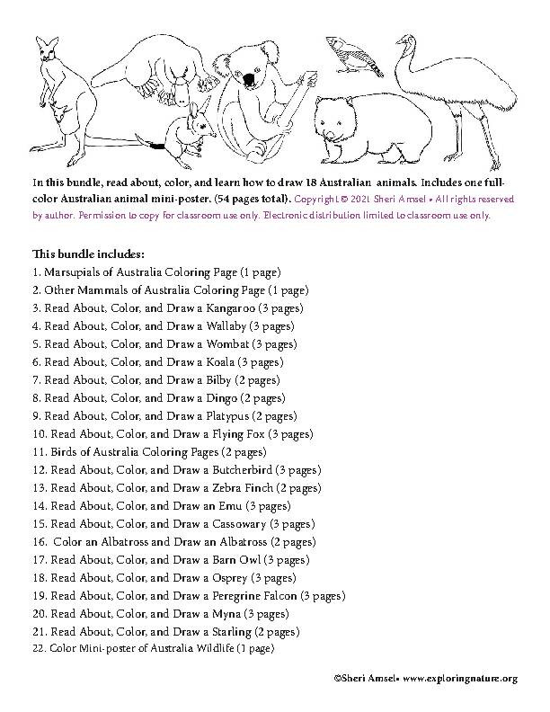 Read About, Color, and Learn to Draw the Animals of Australia - Classful