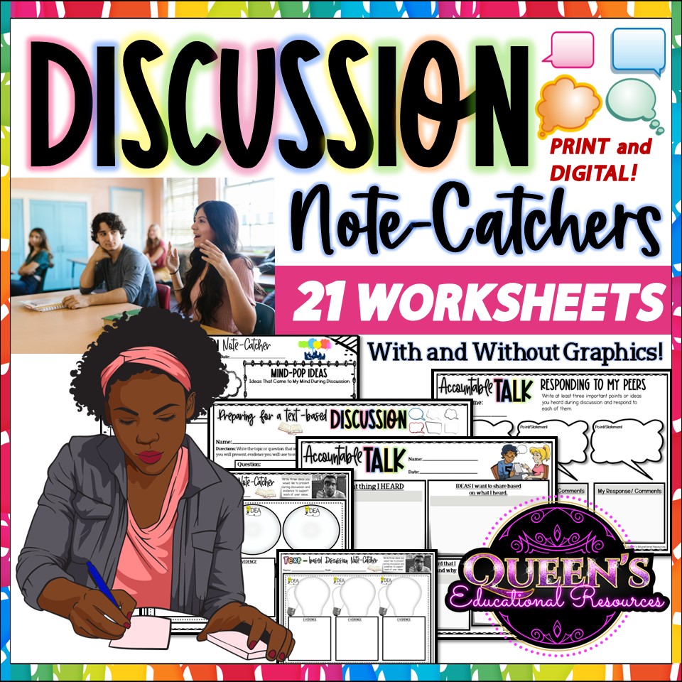 Accountable Talk Discussion Note-Catcher Worksheets (Print and Digital ...