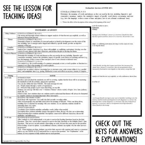 Short Story with Comprehension Questions The Scarlet Ibis Quiz James ...