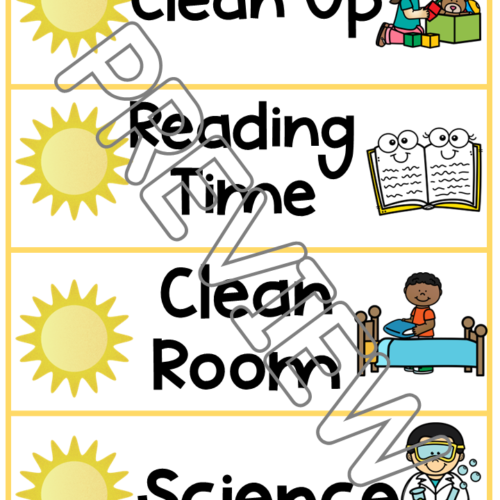 Summer picture schedule cards, visual schedule - Classful