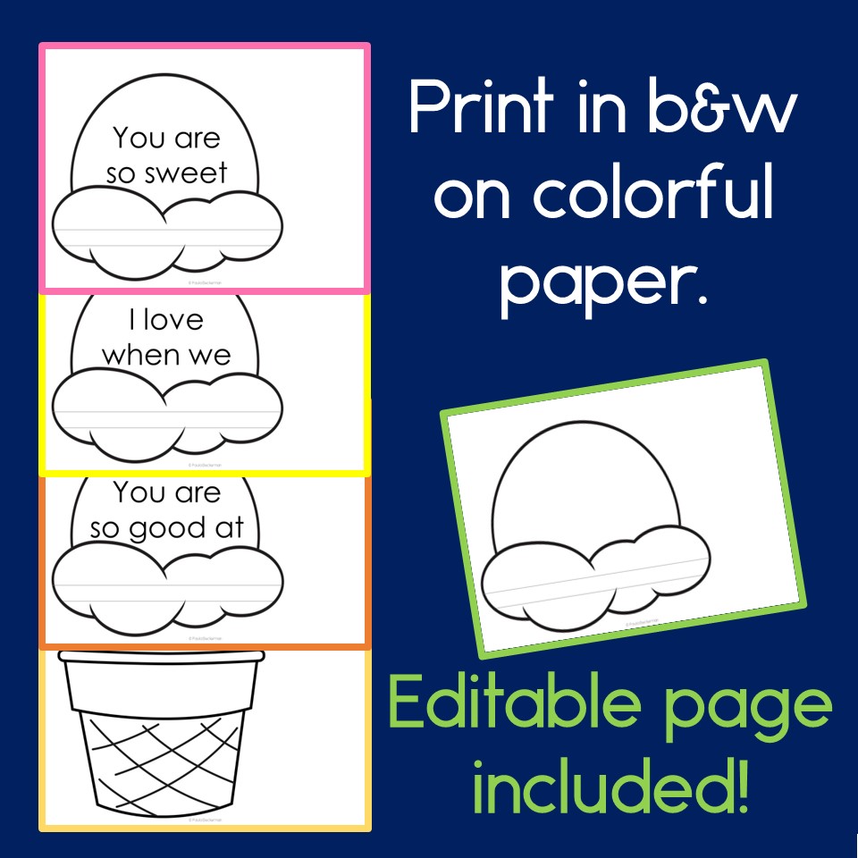 Mothers Day Fathers Day Ice Cream Craft and Writing Activity with ...