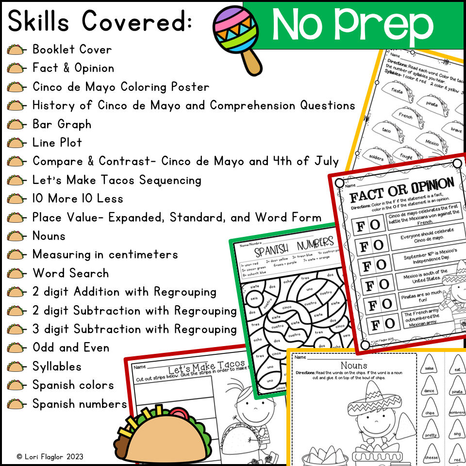 Cinco de Mayo Worksheets - Classful