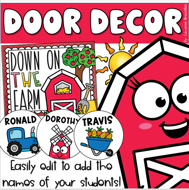 Back to School Door Display Bulletin Board Decoration Down on the Farm ...