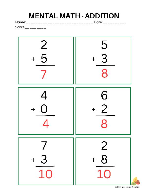 Single Digit Addition Worksheets | Adaptive Resources - Classful