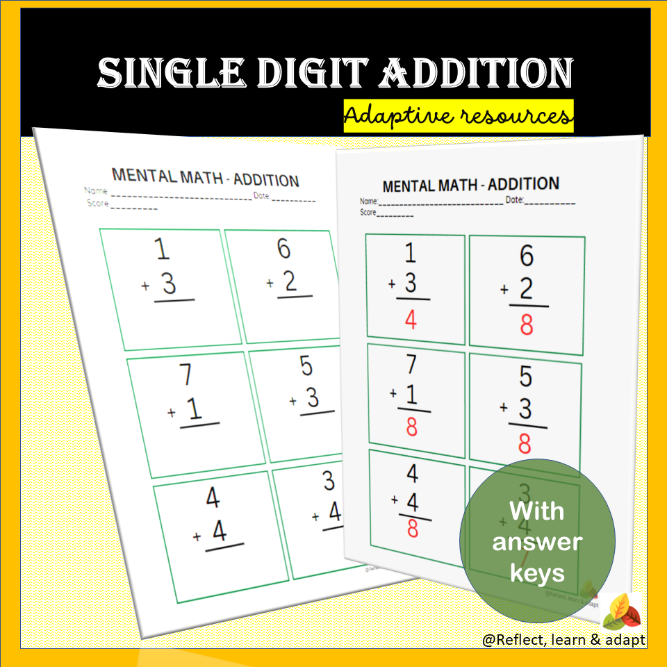 Two digit addition without regrouping | Adaptive Taskcards - Classful